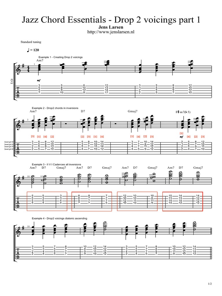 Drop 2 Guitar Chords, p1 | PDF | Elements Of Music | Pitch (Music)