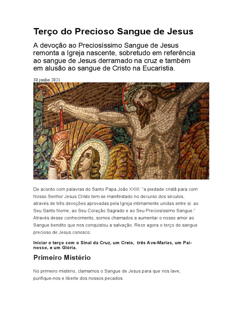 Terço Do Precioso Sangue De Jesus Pdf Rosário Oração