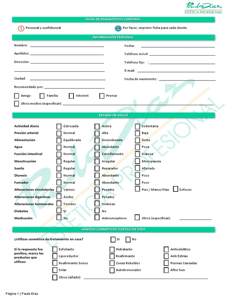 Ficha Corporal Cuadrado | PDF | Medicina CLINICA | Enfermedades y trastornos