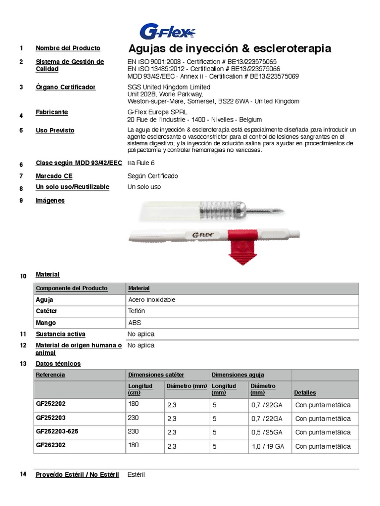 Ficha Tecnica Aguja de Esclero | PDF | Materiales