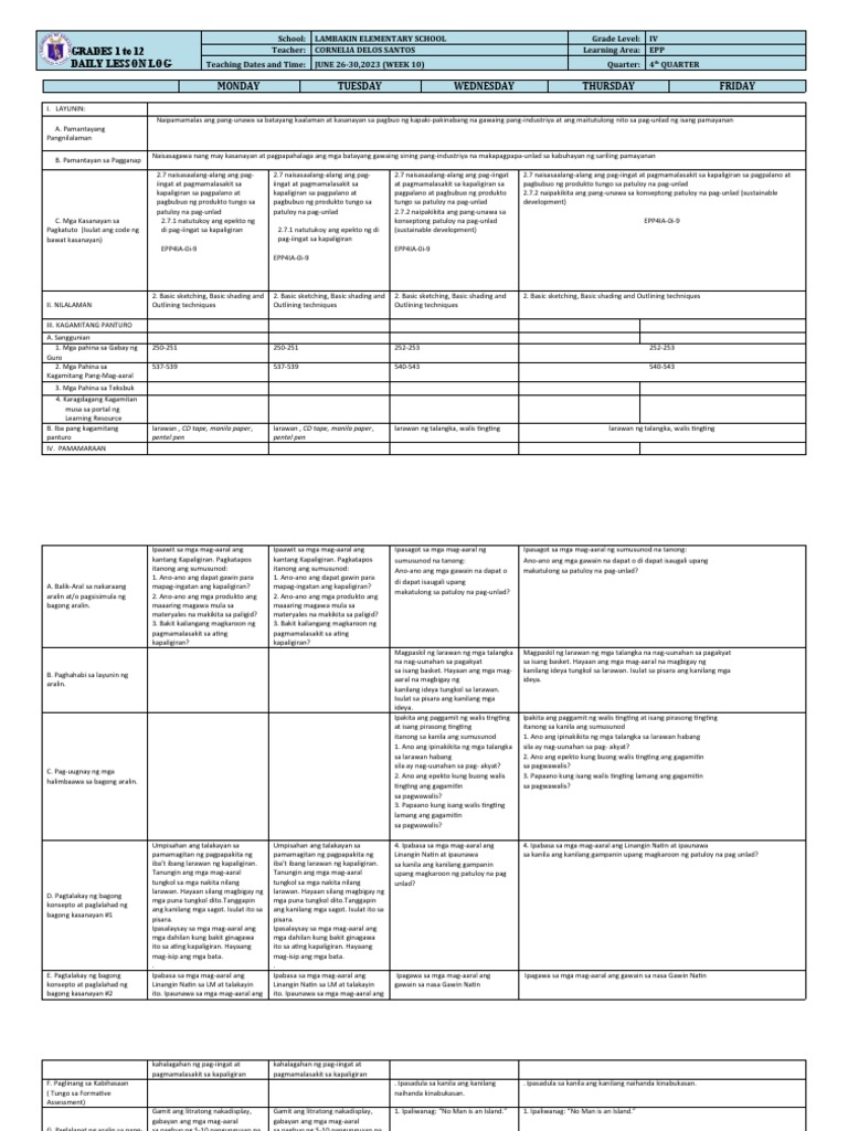 DLL Epp-4 Q4 W9 | PDF