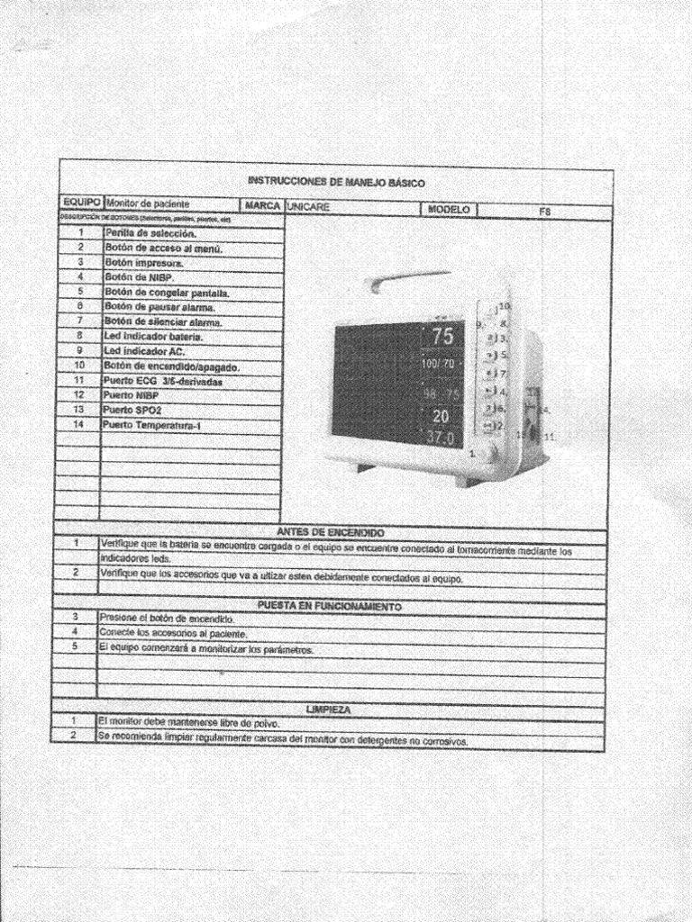 GUIA DE USO RÁPIDO MONITOR UNICARE F6_0001 | PDF