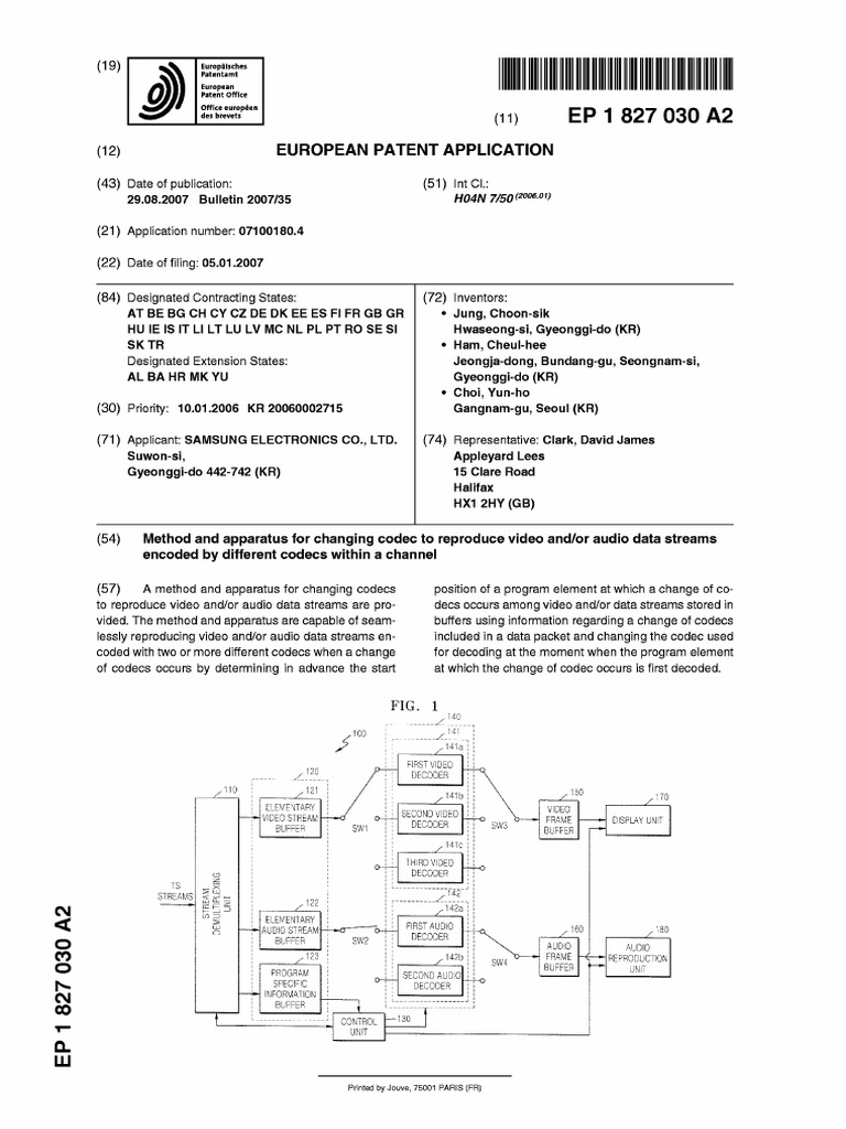 European Patent Aplication - Decoder-DiagramaBloques | PDF