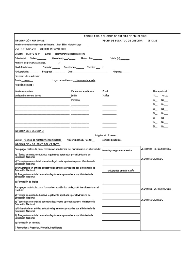 Formulario de Educacion | PDF
