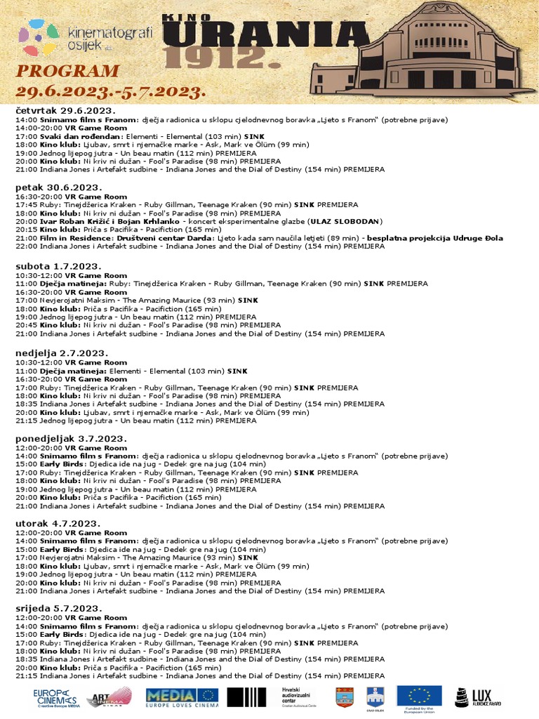 Program Kina Urania 29.6.-5.7.2023 | PDF