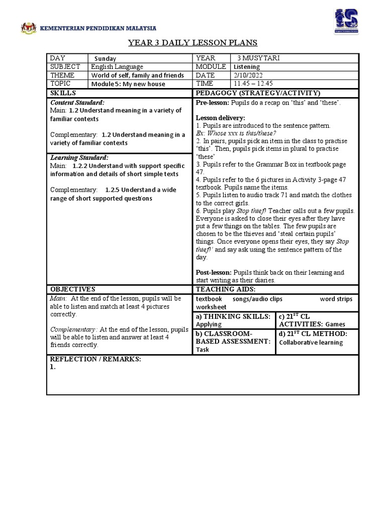 Year 3 | PDF | Lesson Plan | Pedagogy