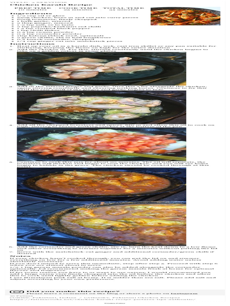 Chicken Karahi Recipe - Fatima Cooks 2 | PDF | Stir Frying | Indian Cuisine