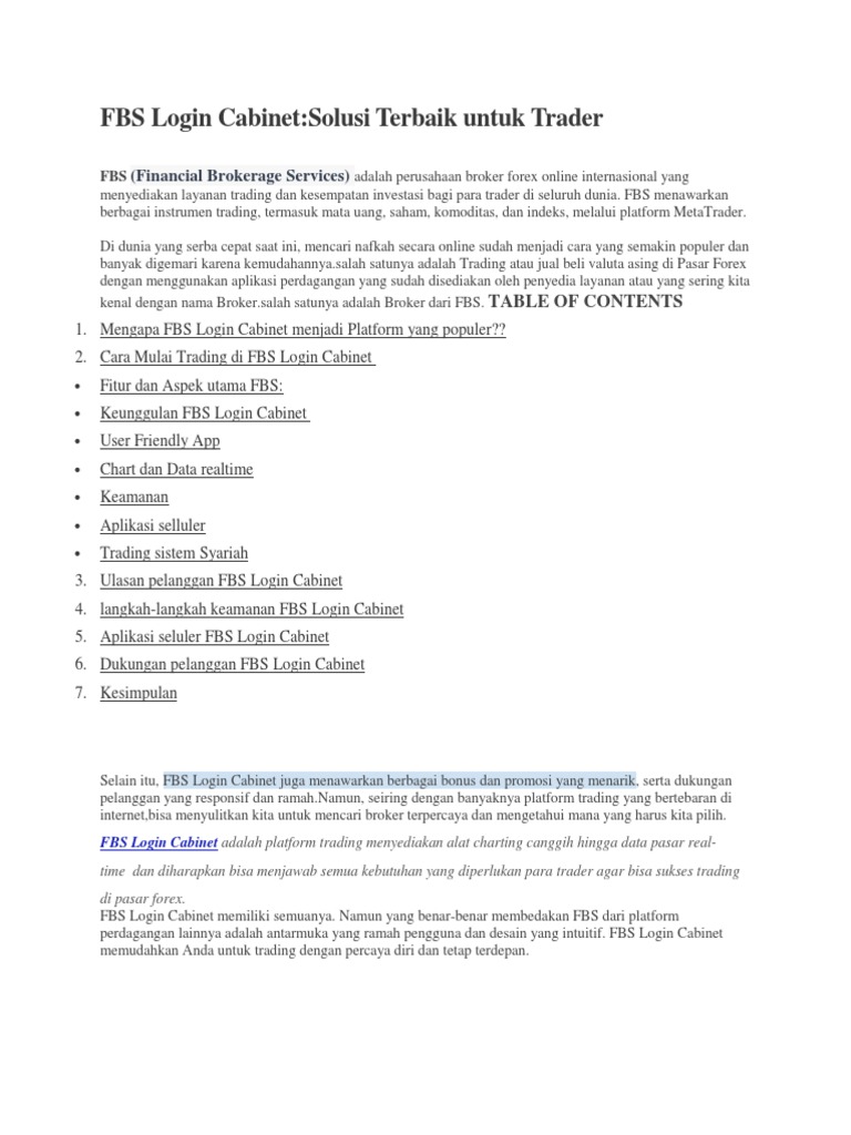 FBS Login Cabinet | PDF