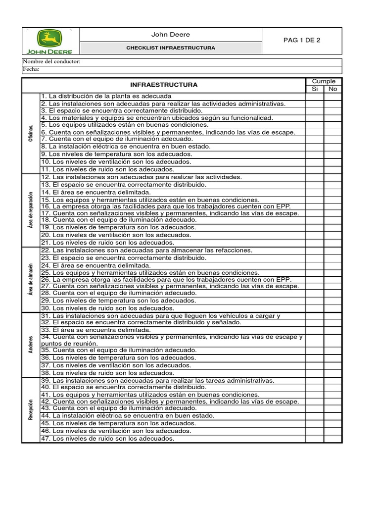 Check List John Deere | PDF