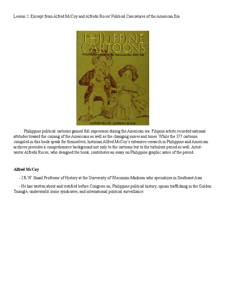 Lesson 2 Excerpt From Alfred McCoy and Alfredo Roces' Political ...