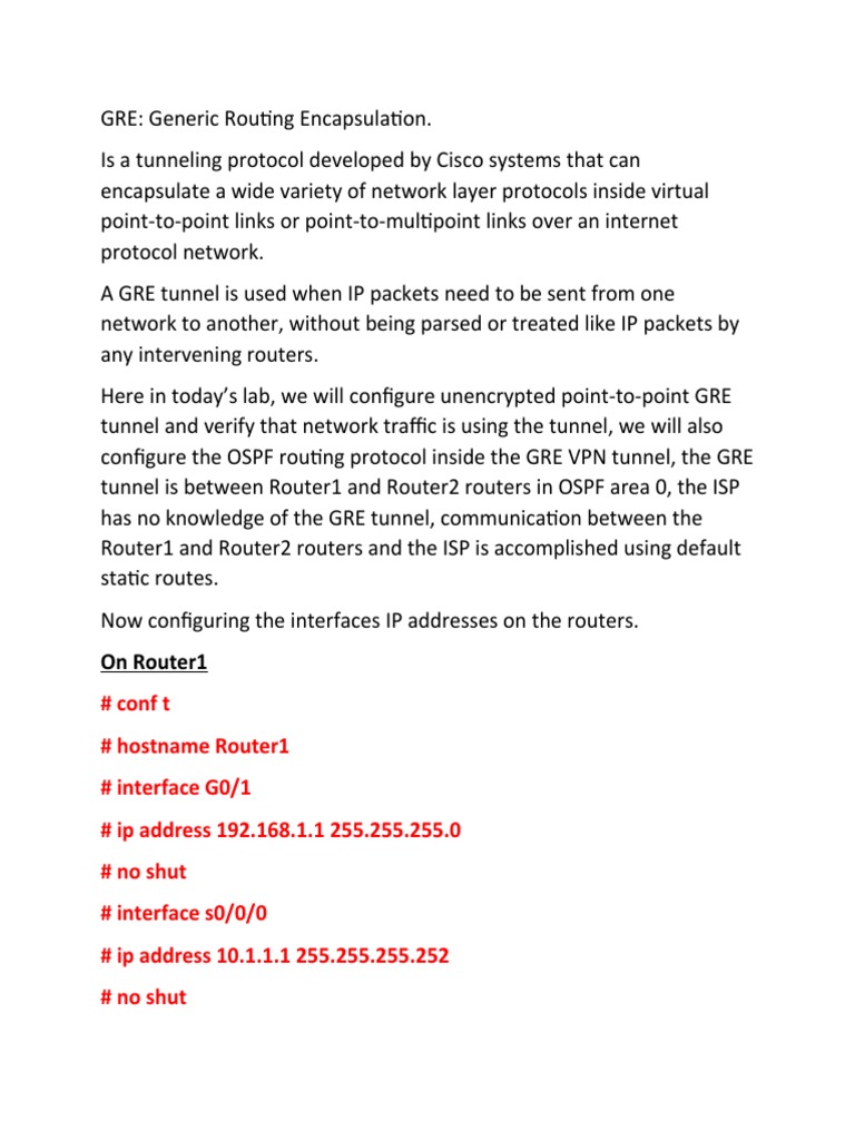 Configuring GRE Tunnel - PKT | PDF | Router (Computing) | Internet Protocols