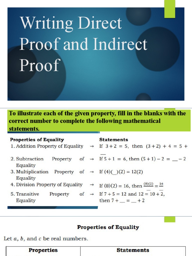 Writing Direct Proof and Indirect Proof | PDF