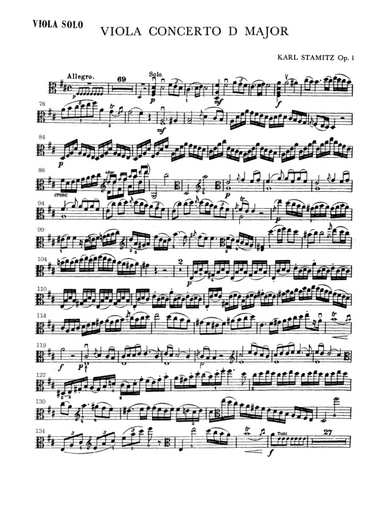STAMITZ,_C_-_VIOLA_CONCERTO_IN_D,_OP._1_(SOLDAN)_-_Solo_Part | PDF