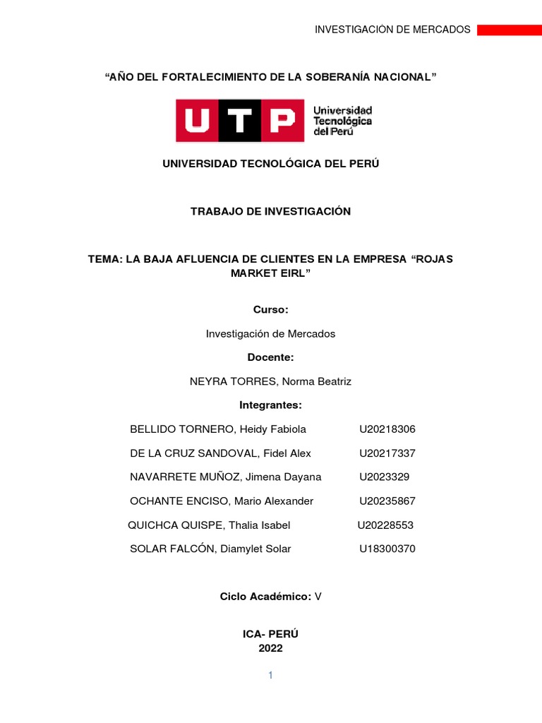 Trabajo de Investigación (Versión Final) | PDF | Investigación de mercado | Marketing