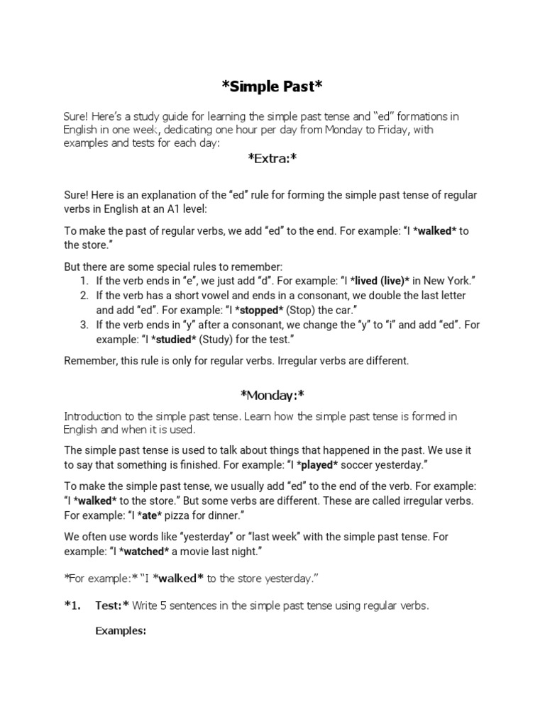 Simple Past | PDF | Grammatical Tense | English Language