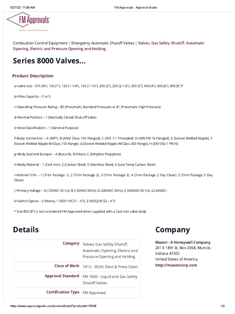 FM Approvals: Combustion Control Valves | PDF | Valve | Equipment