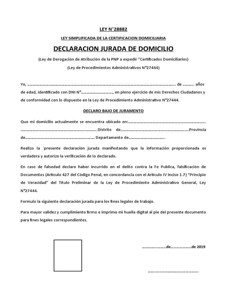 Declaracion Jurada de Domicilio | PDF