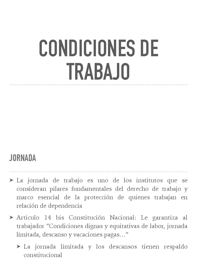 UNIDAD 6 Condiciones de Trabajo | PDF | Tiempo de trabajo | Salario
