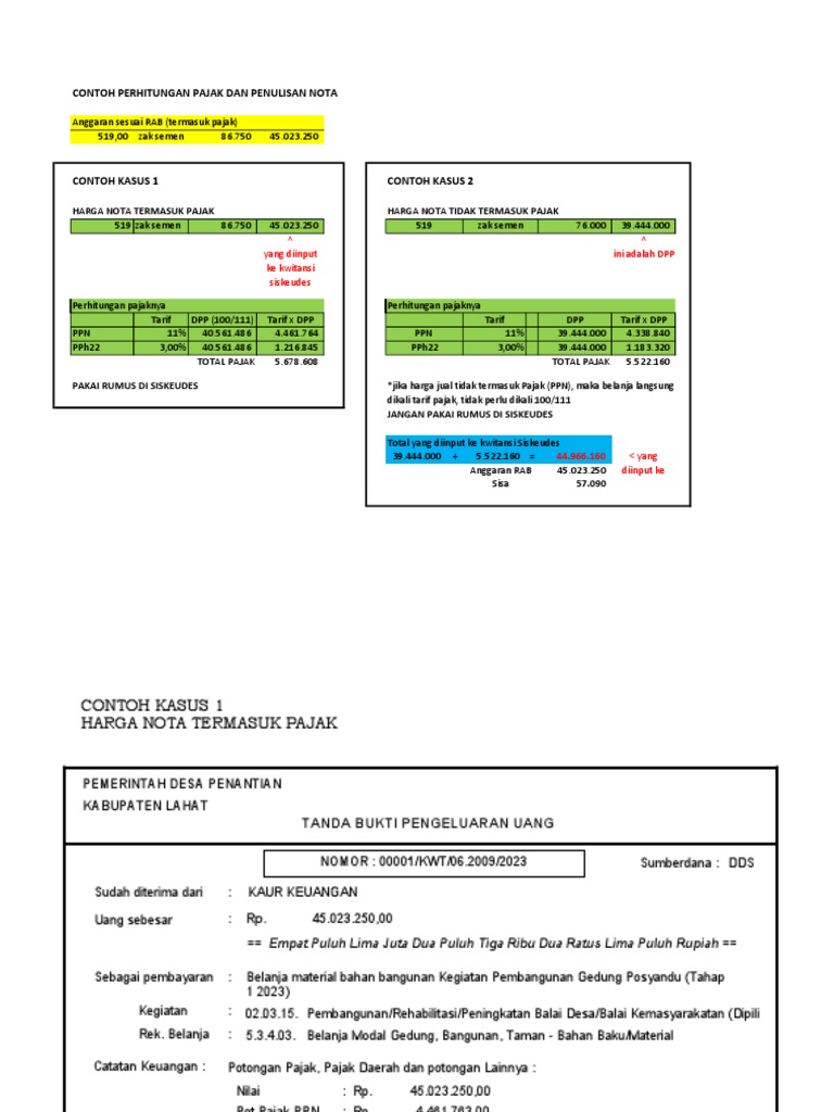 Hitung Pajak Dan Tulis Nota Siskeudes | PDF