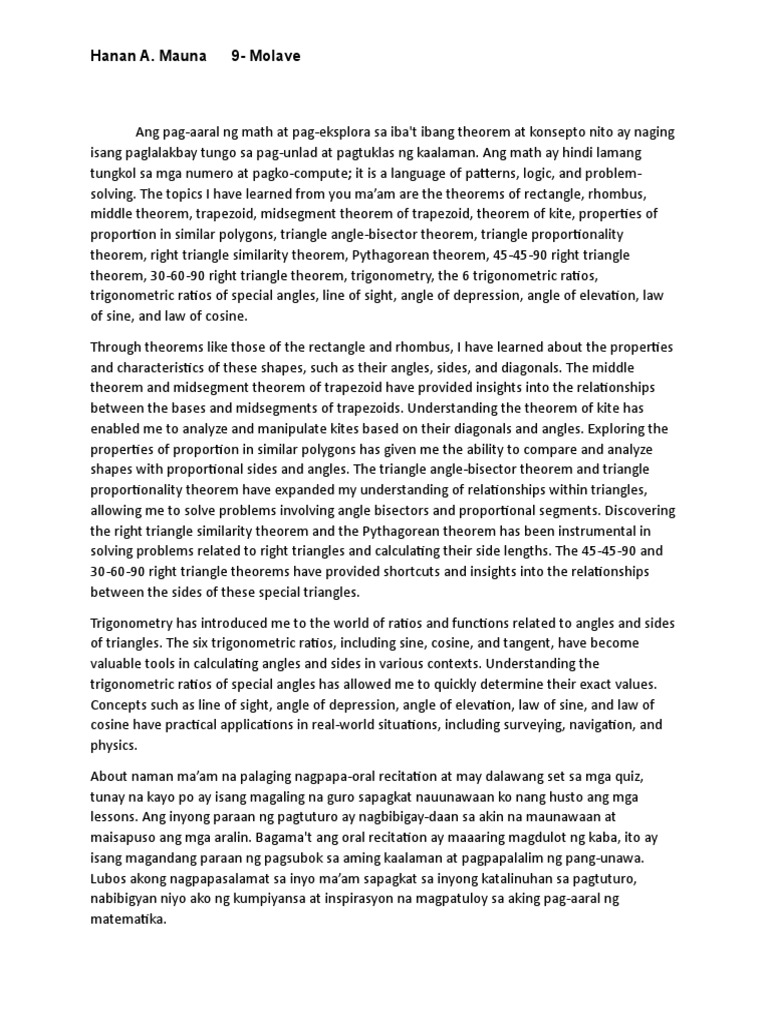 Math Reflection | Download Free PDF | Triangle | Trigonometric Functions