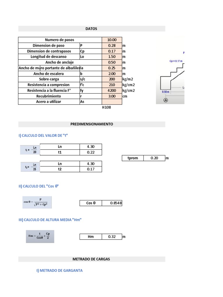 Diseño de Escalera | PDF | Ingeniería estructural | Ingeniería de Edificación