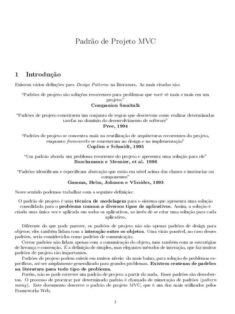 Padrão de Projeto MVC | PDF | Padrão de design de software | Model-View ...