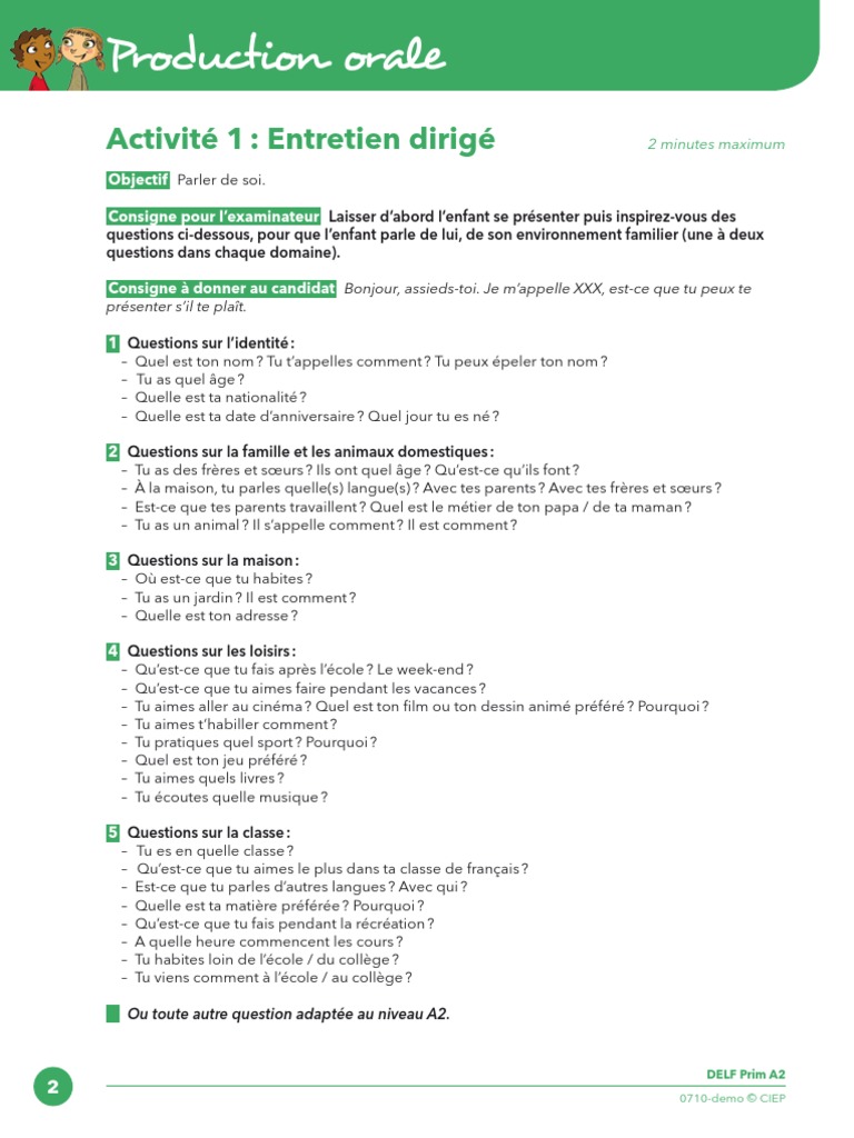 A2 Production Orale Activite 1 | PDF | Bien-être