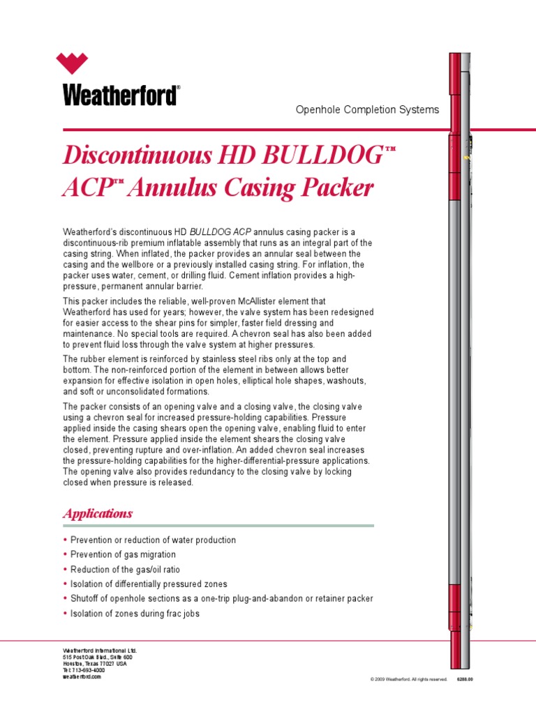 Discontinuous HD BULLDOG ACP Annulus Casing Packer | PDF | Casing ...