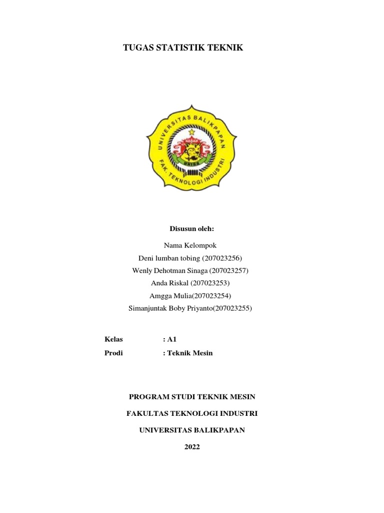 Tugas Statistik Teknik Kelompok 1 | PDF | Metode & Bahan Ajar | Sains ...