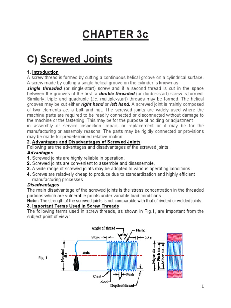 Chapter 3c Screwed Joints | PDF | Screw | Mechanical Engineering
