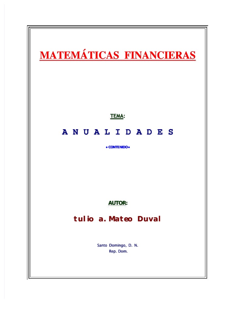 Anualidades Matematica-Financiera | PDF | Interés | Bancario