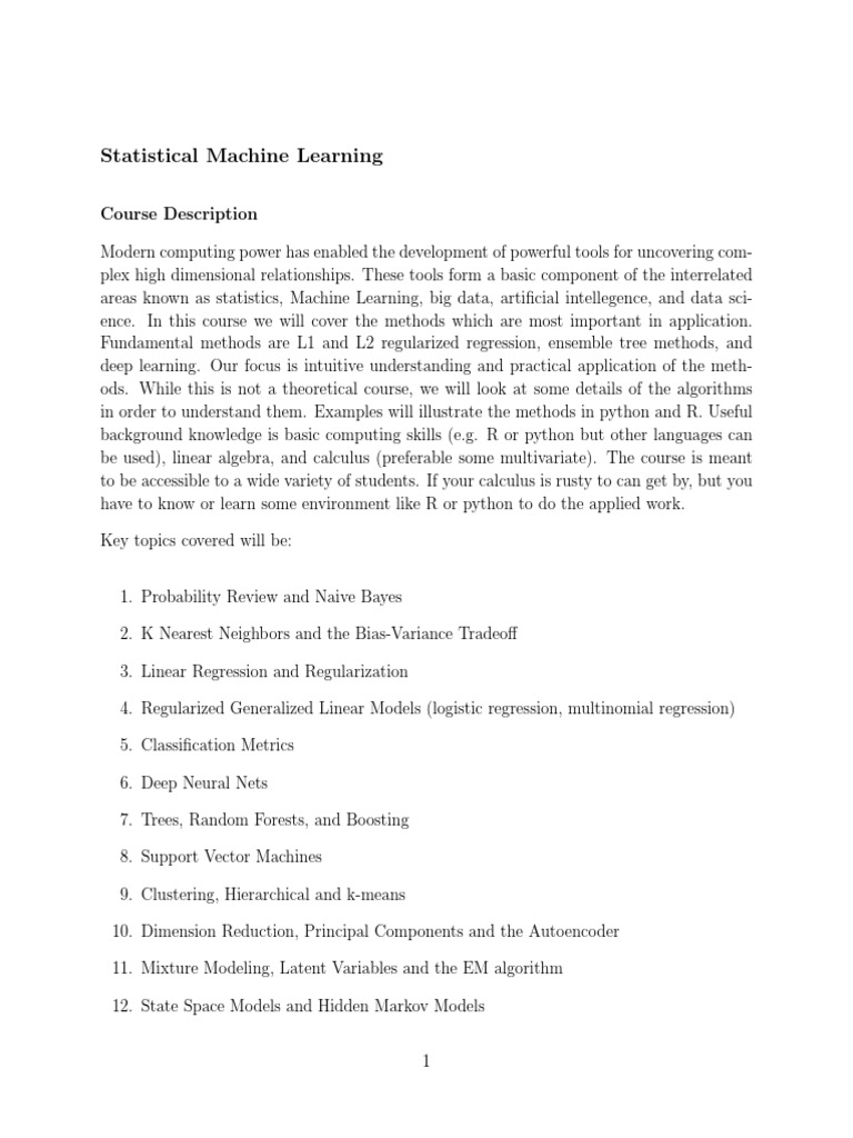Syllabus ML | PDF | Machine Learning | Title Ix Syllabus ML | PDF | Machine Learning | Title Ix
