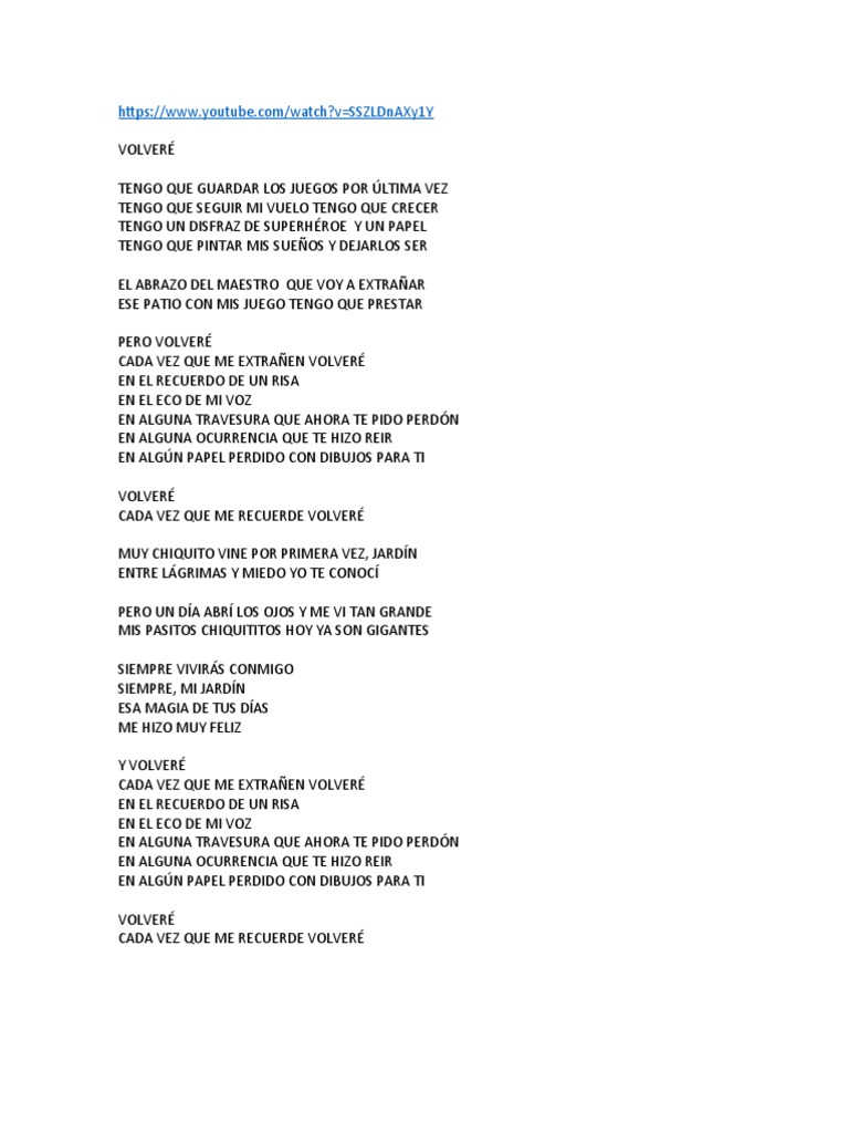 Canción infantil "Volveré" | PDF