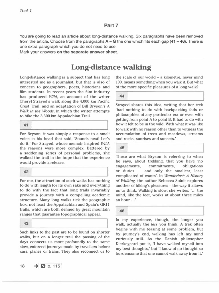 C1 Cambridge Advanced Part 5 | Download Free PDF | Hiking | Trail