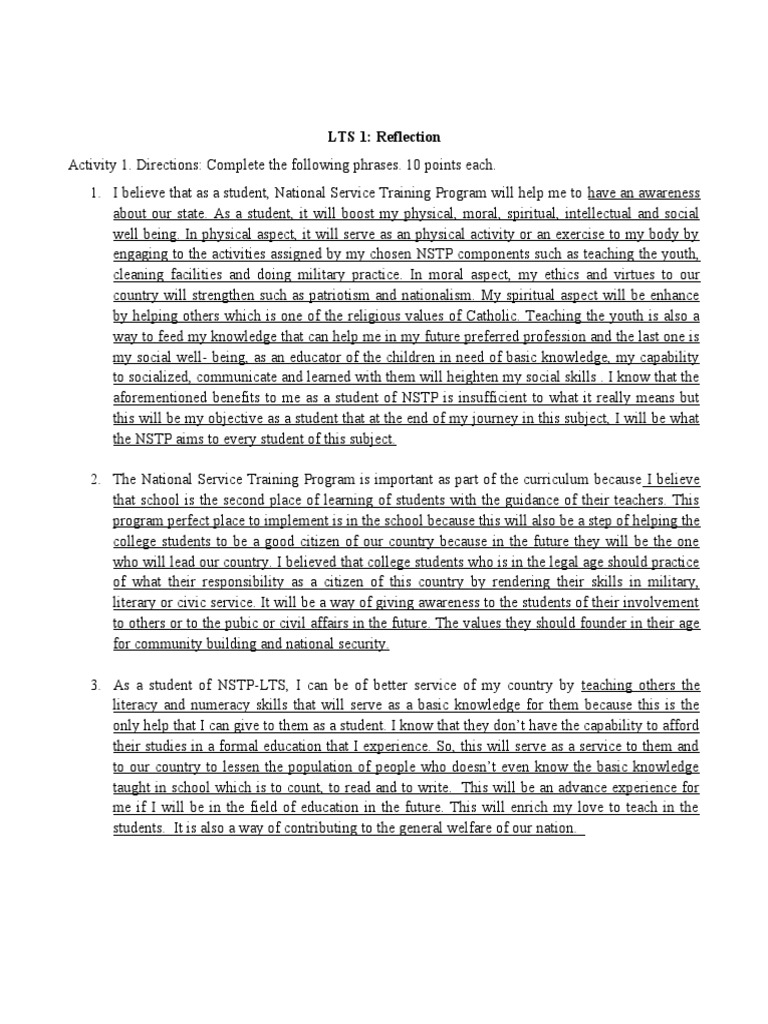 LTS - Reflection-1 | PDF | Knowledge | Spirituality