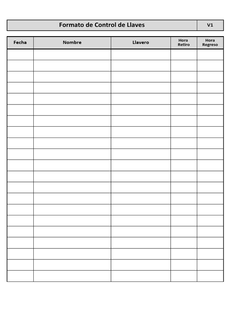 Formato Control de Llaves | PDF