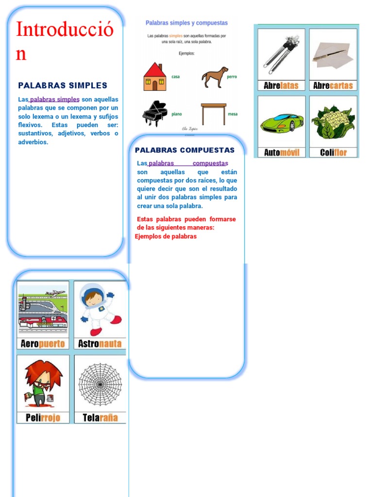 Palabras Simples y Compuestas: Ejemplos | PDF | Unidades Semánticas ...