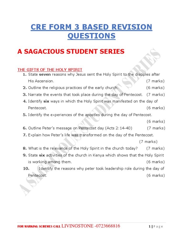 Cre Form 3 Based Questions | PDF | Prophet | Jeremiah