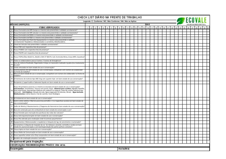 Check-List de Área de Trabalho | PDF