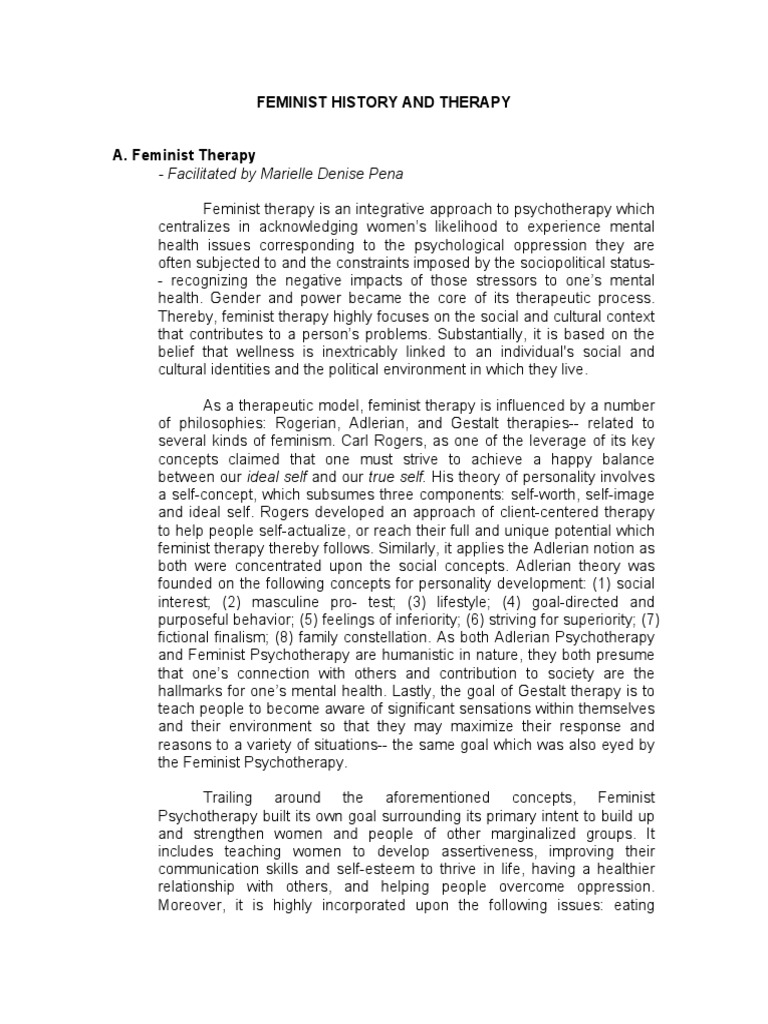 Feminist History and Therapy | PDF | Psychotherapy | Feminism