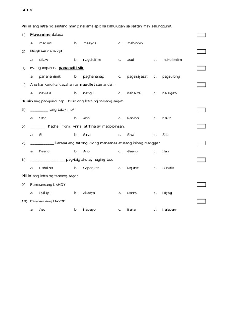 IQ Exam - Filipino | PDF