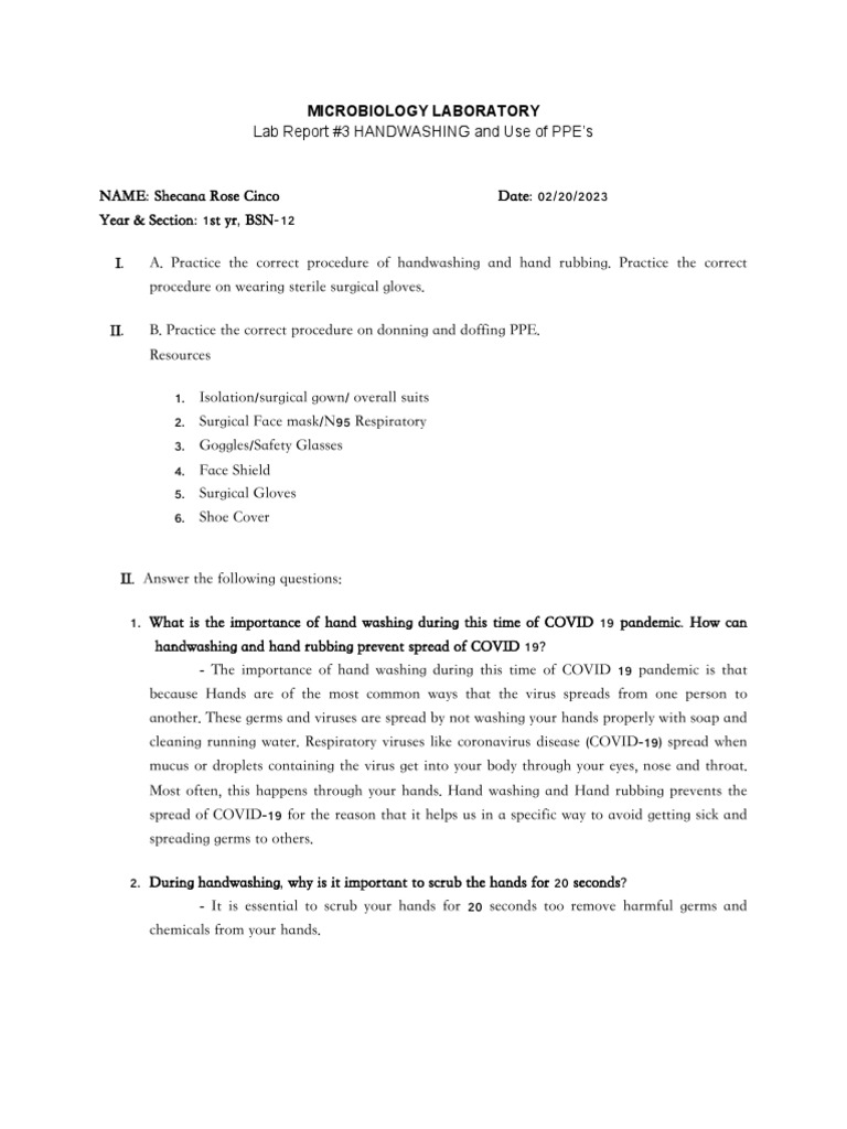 Week 4 Hand Washing and Ppe - Cinco | PDF | Personal Protective ...