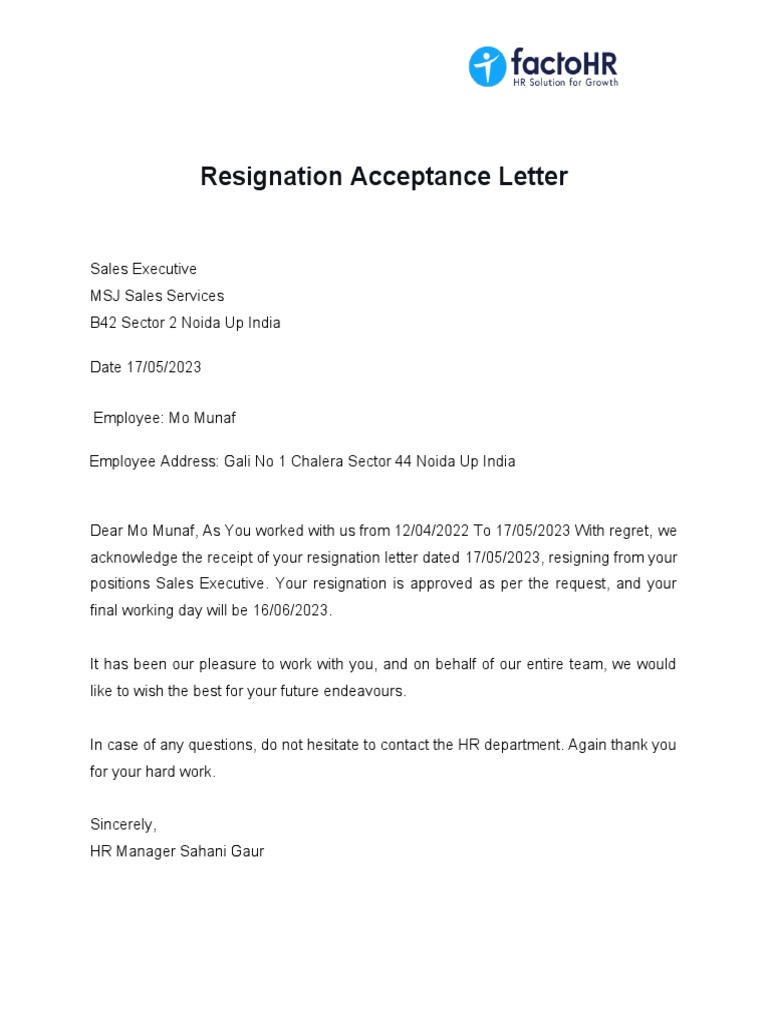 Resignation Acceptance | PDF