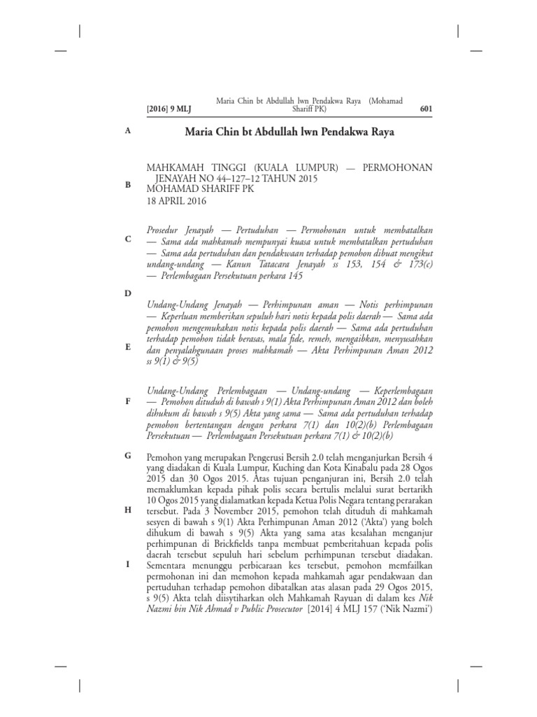 Maria Chin BT Abdullah LWN Pendakwa Raya | PDF