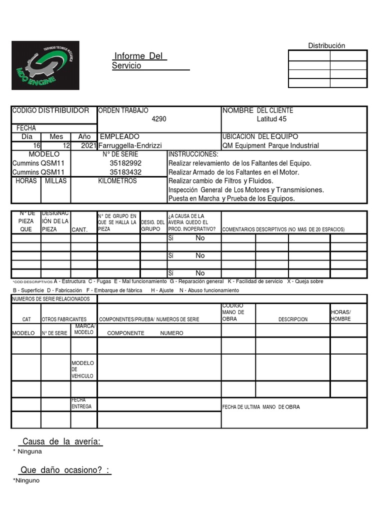 Informe de Servicio Cummins QSM11 | PDF | Turbocompresor | Vehículos