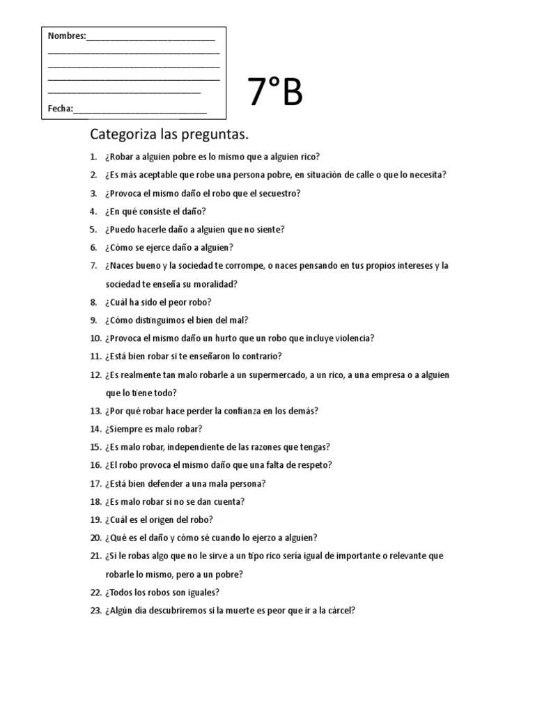 Preguntas 9 de Mayo 7°B | PDF