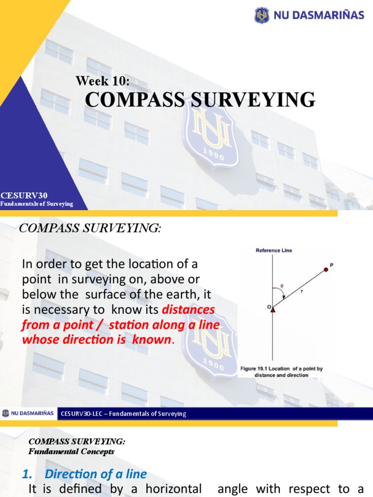 CESURV30 W9 Lec6 - Compass Surveying - For White Board - 052625 | PDF ...