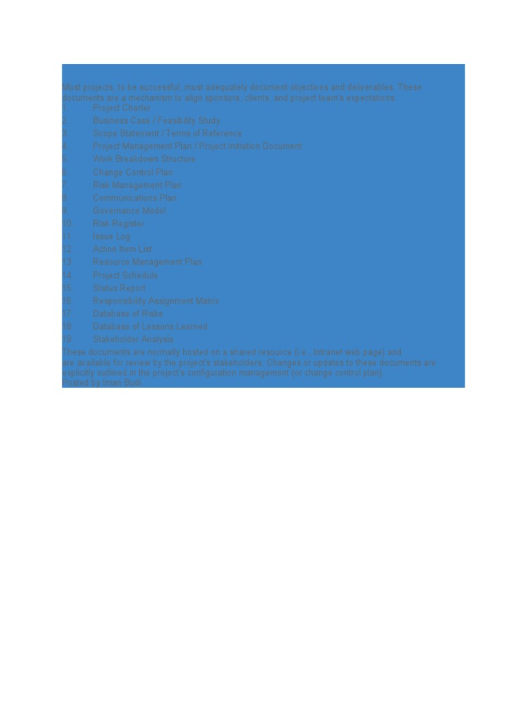 Project Management Artifacts | PDF