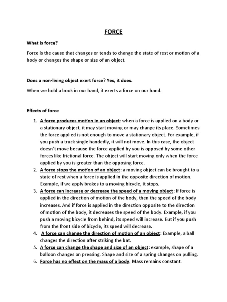 Physics-Force Class6 | PDF | Force | Metrology