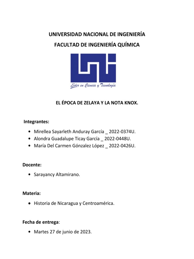 Epoca de ZELAYA y La Nota Knox | PDF | Nicaragua | Los Estados Unidos